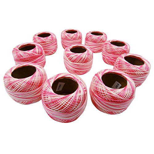 S2J Lot of 10 Pieces Anchor Tatting Crochet Cotton Thread Variegated Skein Yarn Ball