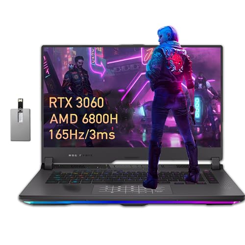 ASUS ROG Strix G15 15.6” WQHD Gaming Laptop, AMD Ryzen7 6800H, NVIDIA GeForce RTX 3060, 64GB DDR5 RAM, 4TB SSD, RGB KB, Wi-Fi 6E, Thermal Grizzly Cooling, VR-Ready, Gray, Win 11 Pro, 32GB USB Card