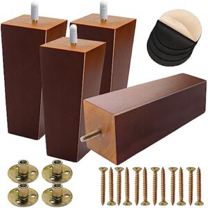 furnilike furniture legs 8 inches, 4 pcs - chocolate brown couch legs replacement with rubber pads, strong & stylish furniture sofa legs holds up to 700lbs, perfect for increasing the furniture height