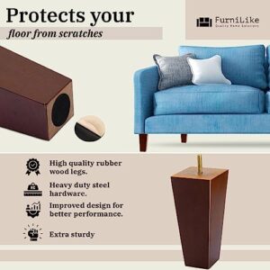 Furnilike Furniture Legs 8 Inches, 4 Pcs - Chocolate Brown Couch Legs Replacement with Rubber Pads, Strong & Stylish Furniture Sofa Legs Holds Up to 700lbs, Perfect for Increasing the Furniture Height