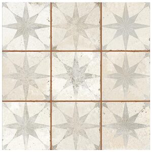 somertile fpehmsw harmonia kings star white 13" x 13" ceramic floor and wall tile