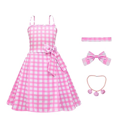 PONNYC Costume Dress for Girls Movie Cosplay Clothes Kids Pink Birthday Party Dress 5-13Y