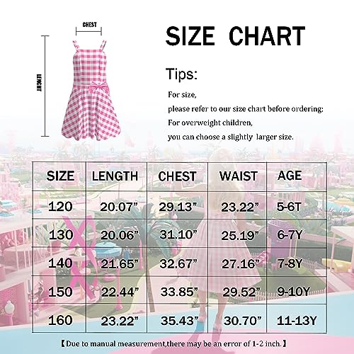 PONNYC Costume Dress for Girls Movie Cosplay Clothes Kids Pink Birthday Party Dress 5-13Y