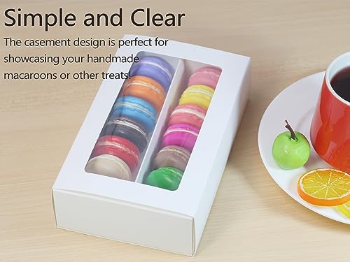 PQZKLDP 12Packs White Macaron Gift Boxes for 12 to 15 Macarons with Clear Window Cookie Packaging Box for Chocolate, Truffles Cake,Desserts,Mini Cupcakes, MuffinsHome X161