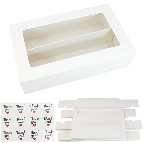 PQZKLDP 12Packs White Macaron Gift Boxes for 12 to 15 Macarons with Clear Window Cookie Packaging Box for Chocolate, Truffles Cake,Desserts,Mini Cupcakes, MuffinsHome X161