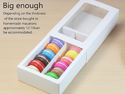 PQZKLDP 12Packs White Macaron Gift Boxes for 12 to 15 Macarons with Clear Window Cookie Packaging Box for Chocolate, Truffles Cake,Desserts,Mini Cupcakes, MuffinsHome X161