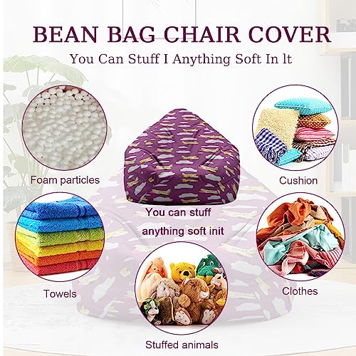 Lukery Bean Bag Chair for Adults (No Filler), 3D Tropical Plants Bean Bag Cover, Stuffed Animal Storage Bean Bag Chairs for Kids, Comfy Bean Bags Cotton Beanbag (S/27.6x31.5'',Strelitzia)