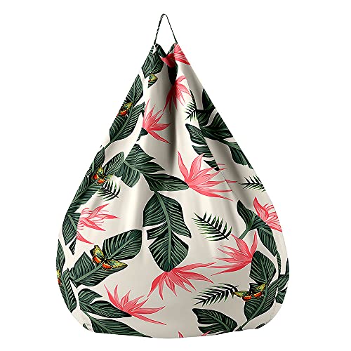 Lukery Bean Bag Chair for Adults (No Filler), 3D Tropical Plants Bean Bag Cover, Stuffed Animal Storage Bean Bag Chairs for Kids, Comfy Bean Bags Cotton Beanbag (S/27.6x31.5'',Strelitzia)