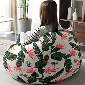 Lukery Bean Bag Chair for Adults (No Filler), 3D Tropical Plants Bean Bag Cover, Stuffed Animal Storage Bean Bag Chairs for Kids, Comfy Bean Bags Cotton Beanbag (S/27.6x31.5'',Strelitzia)