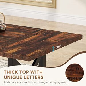 Tribesigns 70.8 Inch Dining Table with Storage Shelf for 6 to 8, Wood Rectangular Kitchen Dining Room Table, Rustic Farmhouse Dinner Table Home Furniture for Dining Room Living Room