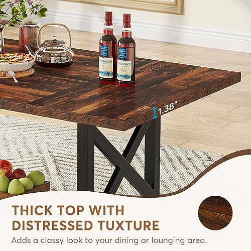 Tribesigns 70.8 Inch Dining Table with Storage Shelf for 6 to 8, Wood Rectangular Kitchen Dining Room Table, Rustic Farmhouse Dinner Table Home Furniture for Dining Room Living Room