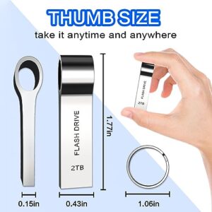 2TB USB Flash Drive, High Speed USB Thumb Drive, Portable Large Data Storage USB Flash Memory Stick, Waterproof 2000GB Jump Drive Pen Drive Storage with Keychain