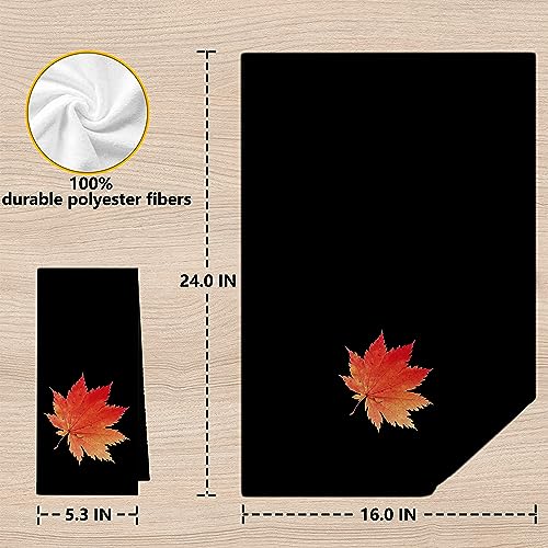 kunlisa Fall Kitchen Towels,Fall Kitchen Decor,Fall Dish Towels for Kitchen,Fall Hand Towels for Bathroom,Autumn Kitchen Towels 16x24 Inch Set of 2 (Black)