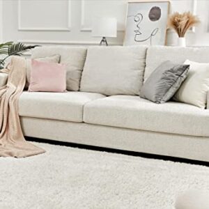 AMERLIFE 97inch Sofa, Deep Seat Sofa-Contemporary Chenille Sofa Couch, 3 Seater for Living Room-Oversized Beige Comfy