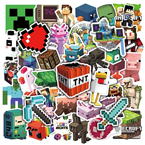 Stickers for Minecraft Party Supplies Kids Teens Boys Party Favors Toys Water Bottle Stickers Vinyl Waterproof Laptop Stickers B