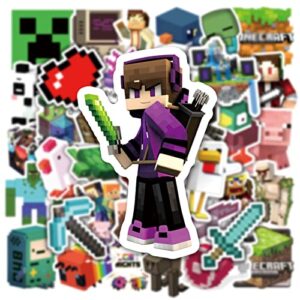 Stickers for Minecraft Party Supplies Kids Teens Boys Party Favors Toys Water Bottle Stickers Vinyl Waterproof Laptop Stickers B