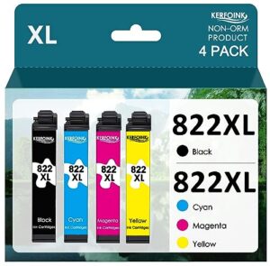 822xl ink cartridge replacement for epson 822 ink cartridges 822 xl t822xl for workforce pro wf-3820 wf-4820 wf-4830 wf-4833 printer (1 black,1 cyan,1 magenta,1 yellow)