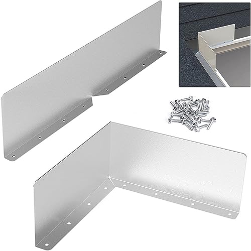 Altsuceser Gutter Valley Splash Guards with Screws, Rain Gutter Valley Roofing Gutter Guards Roof Rain Diverter for House Residential Flat Shingle Roofs Corner 2pcs