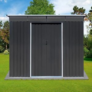 Evedy 6' x 8' Sheds & Outdoor Storage, Metal Storage Sheds with Double Lockable Doors for Bike, Garden Shed Tool Outside Storage Cabinet for Backyard, Patio, Lawn, Flat