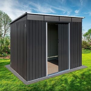 Evedy 6' x 8' Sheds & Outdoor Storage, Metal Storage Sheds with Double Lockable Doors for Bike, Garden Shed Tool Outside Storage Cabinet for Backyard, Patio, Lawn, Flat