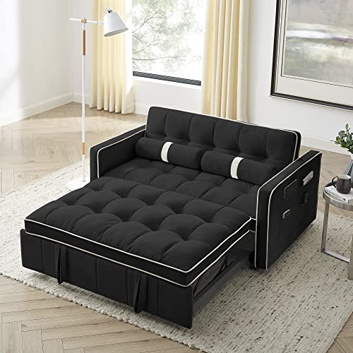 ERYE 3-in-1 Upholstered Futon Sofa Loveseat Convertible Sleeper Couch Bed,2-Seaters Sofa & Couch Soft Cushions Love Seat Daybed for Small Space Living Room Sets