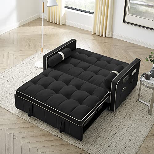 ERYE 3-in-1 Upholstered Futon Sofa Loveseat Convertible Sleeper Couch Bed,2-Seaters Sofa & Couch Soft Cushions Love Seat Daybed for Small Space Living Room Sets