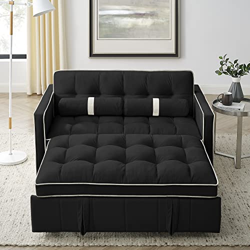 ERYE 3-in-1 Upholstered Futon Sofa Loveseat Convertible Sleeper Couch Bed,2-Seaters Sofa & Couch Soft Cushions Love Seat Daybed for Small Space Living Room Sets