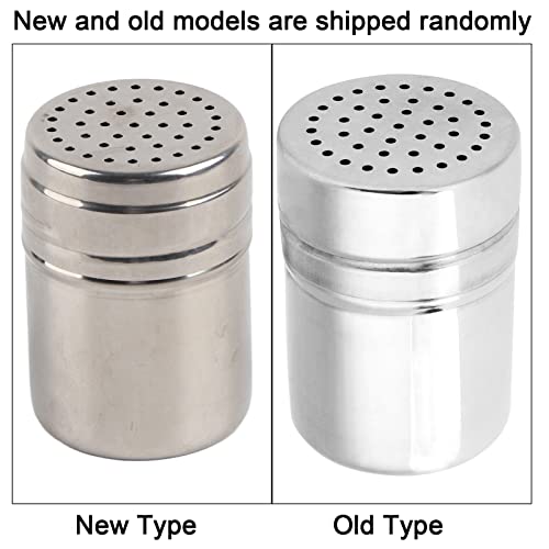 Stainless Steel Dredges, Airtight Seasoning Spice Condiment Bottle Powder Sugar Shaker Duster, Sifter for Powdered Sugar Cinnamon Cocoa Popcorn Salt Pepper Flour(S)