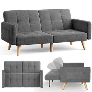 gizoon small couch, futon sofa bed, sleeper sofa, loveseat, sectional couches for living room, bedroom, dorm, apart, mid century modern, adjustable backrest, 70.9"