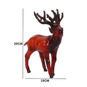 Kalakriti Handicraft Leather Reindeer (8inch, Brown), Set of 2 for Home Decor/Gift