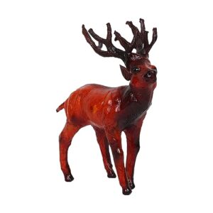 Kalakriti Handicraft Leather Reindeer (8inch, Brown), Set of 2 for Home Decor/Gift