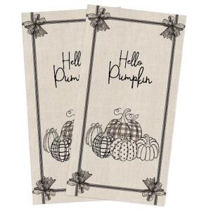 kitchen towels dish towel set of 2,autumn thanksgiving sketch pumpkin absorbent hand towels cleaning dishcloth tea towels,fall farm harvest retro linen reusable drying dish cloths