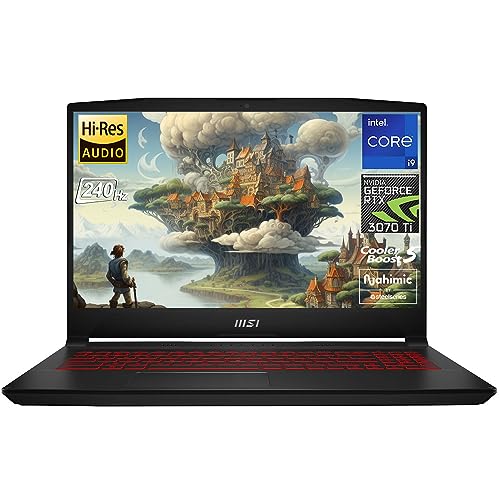 MSI Katana GF66 Gaming Laptop, Intel Core i9-12900H, RTX 3070 Ti, 64GB RAM DDR5, 2TB SSD, 15.6" 240Hz FHD Screen, Wi-Fi 6, Windows 11 Home, RGB Backlit Keyboard, RJ45, HDMI, Black