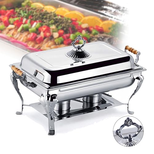 Electric Chafing Dish Buffet Set,Stainless Steel Warming Container,Chafing Dish Food Warmer,Food Insulation,Rectangular Buffet Server Pan,Suitable for Buffet,Wedding and Other Banquet Events