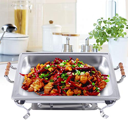 Electric Chafing Dish Buffet Set,Stainless Steel Warming Container,Chafing Dish Food Warmer,Food Insulation,Rectangular Buffet Server Pan,Suitable for Buffet,Wedding and Other Banquet Events