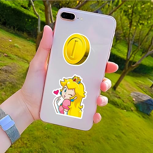 50 Pcs Princess Peach Stickers, Waterproof Stickers for Water Bottles Vsco Laptop Skateboard Phone Computer, Christmas Gifts for Boy Girl Teens Kids(Princess Peach)