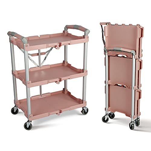 Olympia Tools 91-210 Pack-N-Roll 150 lbs Folding Collapsible Service Cart, Rose/Grey