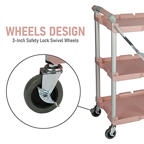 Olympia Tools 91-210 Pack-N-Roll 150 lbs Folding Collapsible Service Cart, Rose/Grey