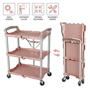 Olympia Tools 91-210 Pack-N-Roll 150 lbs Folding Collapsible Service Cart, Rose/Grey