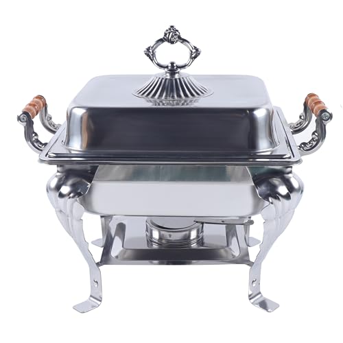 Chafing Dish Buffet Set,Stainless Steel Warming Container,Chafing Dish Food Warmer Food Insulation Display Stand,Rectangular Buffet Server Pan,European Style Classic for Caterings Parties,Wedding