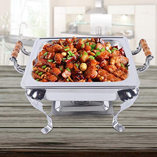 Chafing Dish Buffet Set,Stainless Steel Warming Container,Chafing Dish Food Warmer Food Insulation Display Stand,Rectangular Buffet Server Pan,European Style Classic for Caterings Parties,Wedding