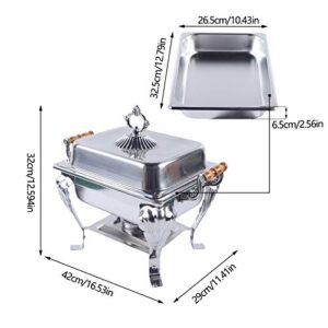 Chafing Dish Buffet Set,Stainless Steel Warming Container,Chafing Dish Food Warmer Food Insulation Display Stand,Rectangular Buffet Server Pan,European Style Classic for Caterings Parties,Wedding