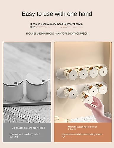 2023 new 6-piece magnetic suction spice box set combination of spice bottles wall-mounted household spice jar kitchen seasoning quantitative salt shaker