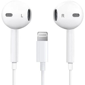 apple earbuds for iphone headphones wired, earphones with lightning connector [mfi certified] built-in microphone & volume control, noise isolating headsets for iphone 14/13/12/11/xr/xs/x/8/7/se-white