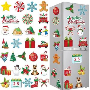 kanayu 30 christmas theme fridge sticker christmas refrigerator magnet santa claus snowman dwarf snowflake candy fridge magnet stickers decorations xmas magnet stickers for car kitchen garage