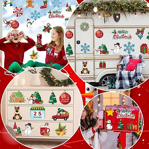 Kanayu 30 Christmas Theme Fridge Sticker Christmas Refrigerator Magnet Santa Claus Snowman Dwarf Snowflake Candy Fridge Magnet Stickers Decorations Xmas Magnet Stickers for Car Kitchen Garage