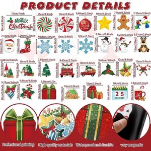 Kanayu 30 Christmas Theme Fridge Sticker Christmas Refrigerator Magnet Santa Claus Snowman Dwarf Snowflake Candy Fridge Magnet Stickers Decorations Xmas Magnet Stickers for Car Kitchen Garage