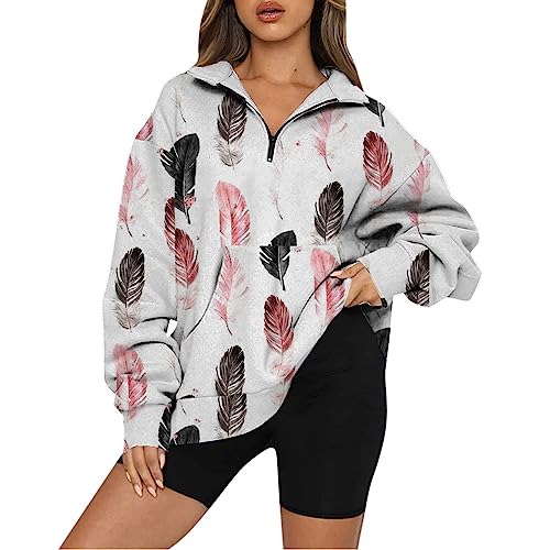 Kiosan Women'S Black Hoodie Women'S Fashion Hoodies & Sweatshirts Women's Printed Fashion Casual Pocket Long Sleeved Zippered Collar (E4-Pink, S) Gifts For Girls gifts for 18 year old girl