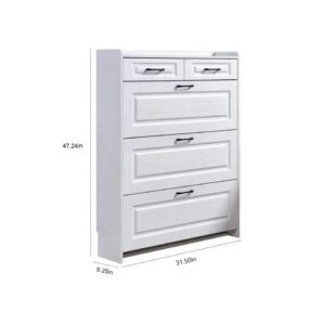 Ayvbir Shoe Cabinet with 3 Flip Drawers & 2 Combination Drawers,Large Space Modern Freestanding Shoes Storage Cabinets for Entryway,White