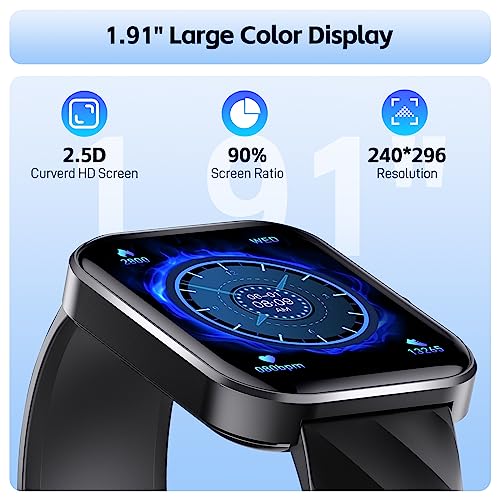 LaNikar Smart Watch for Women Men with Bluetooth Call 1.91" HD Full Touch Screen Fitness Tracker Watch with Heart Rate Sleep Monitor Waterproof Activity Tracker Smartwatch for iPhone Android Phones